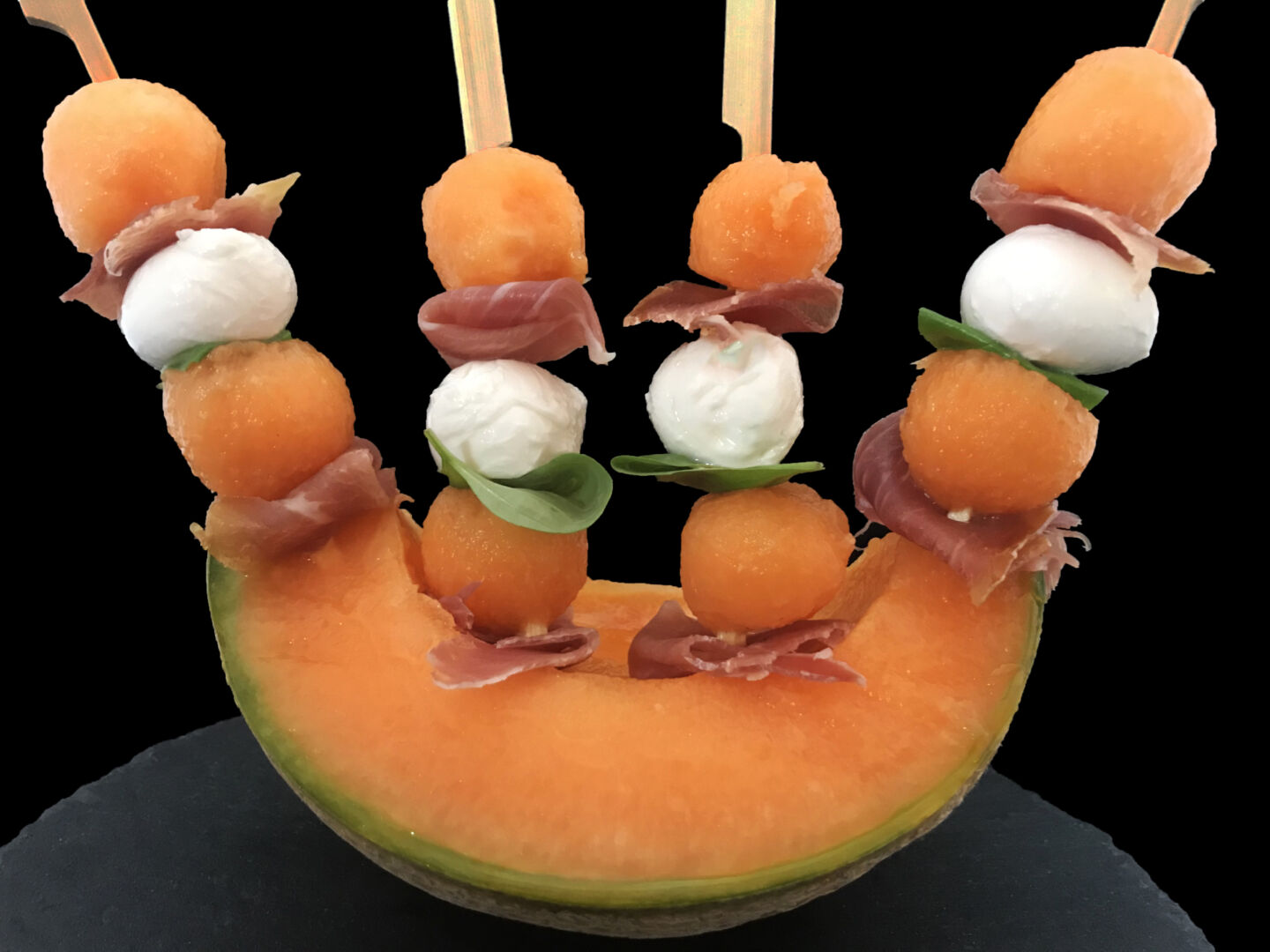 Melon charentais. Recette de brochettes peu calorique pour l'apéro